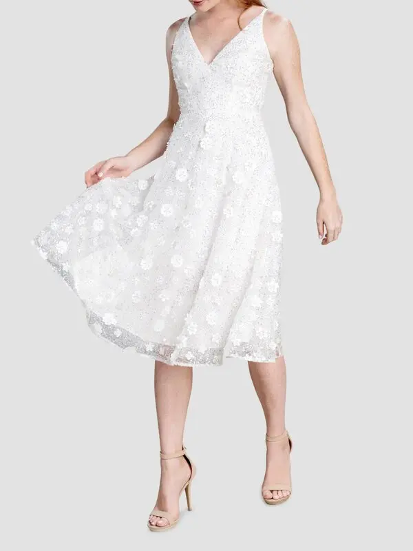 Dress The Population Elisa Embellished Midi Dress - Ivory