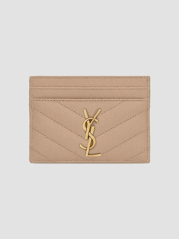 Saint Laurent Cassandre Matelasse Card Case In Grain De Poudre Embossed Leather - Fuchsia