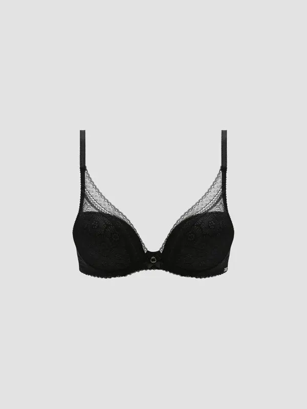 Chantelle Festivite Lace Plunge Bra - Black