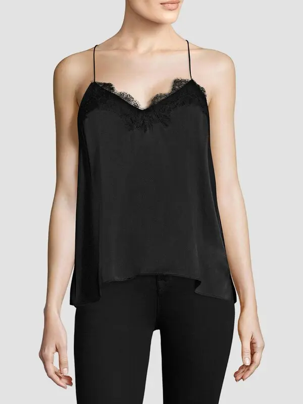 Cami Nyc Racer Silk Charmeuse Camisole - Black