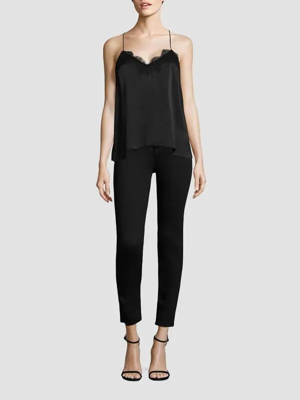 Cami Nyc Racer Silk Charmeuse Camisole - Black