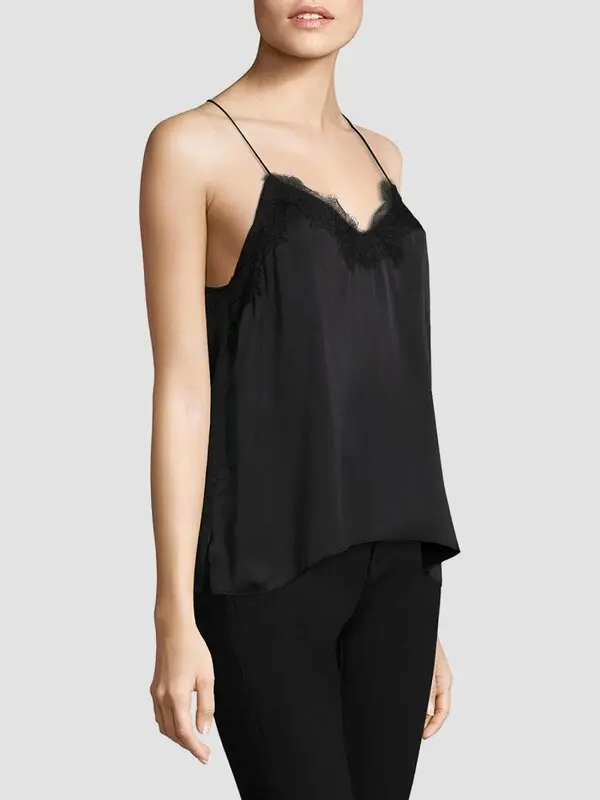 Cami Nyc Racer Silk Charmeuse Camisole - Black