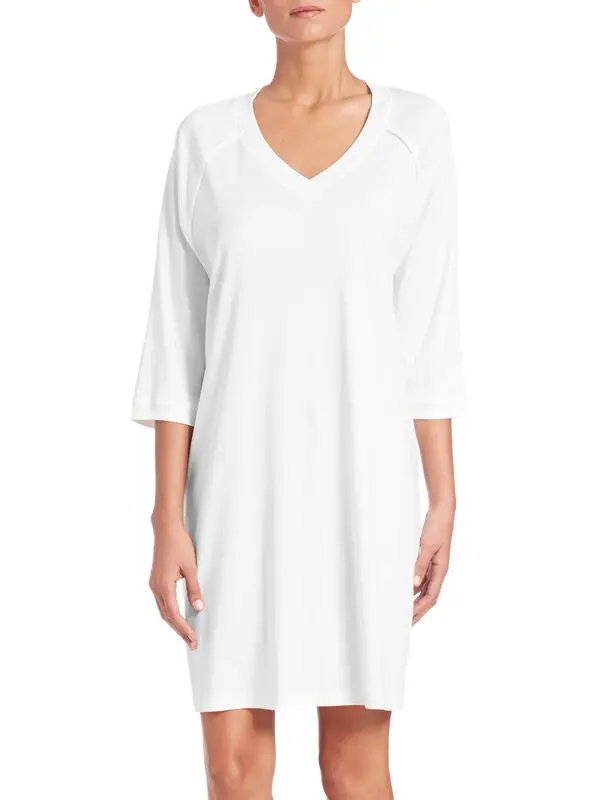 Hanro Pure Essence Three-quarter Sleeve Gown - Off White