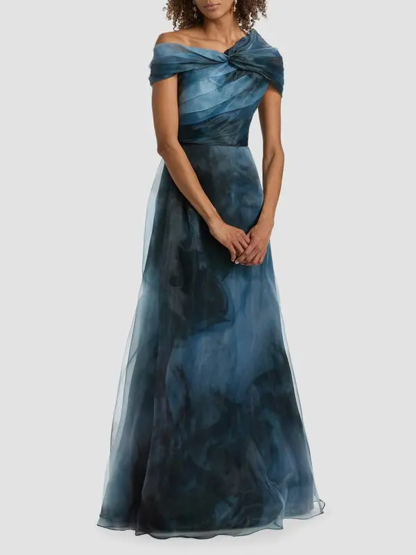 Rene Ruiz Collection Twisted Off-the-shoulder Organza Gown