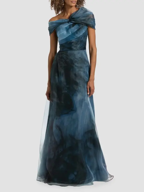 Rene Ruiz Collection Twisted Off-the-shoulder Organza Gown