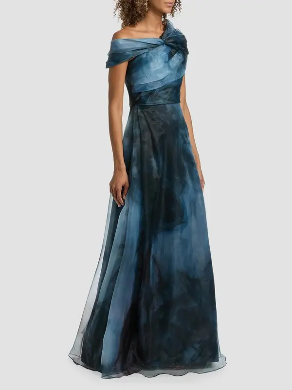 Rene Ruiz Collection Twisted Off-the-shoulder Organza Gown