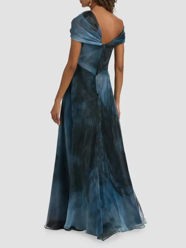 Rene Ruiz Collection Twisted Off-the-shoulder Organza Gown