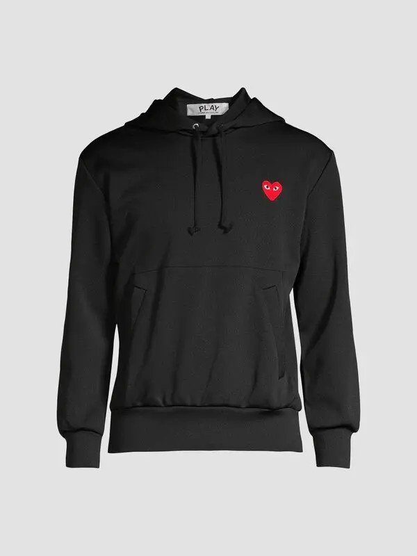 Play Comme Des Garcon Embroidered Heart Hoodie - Black