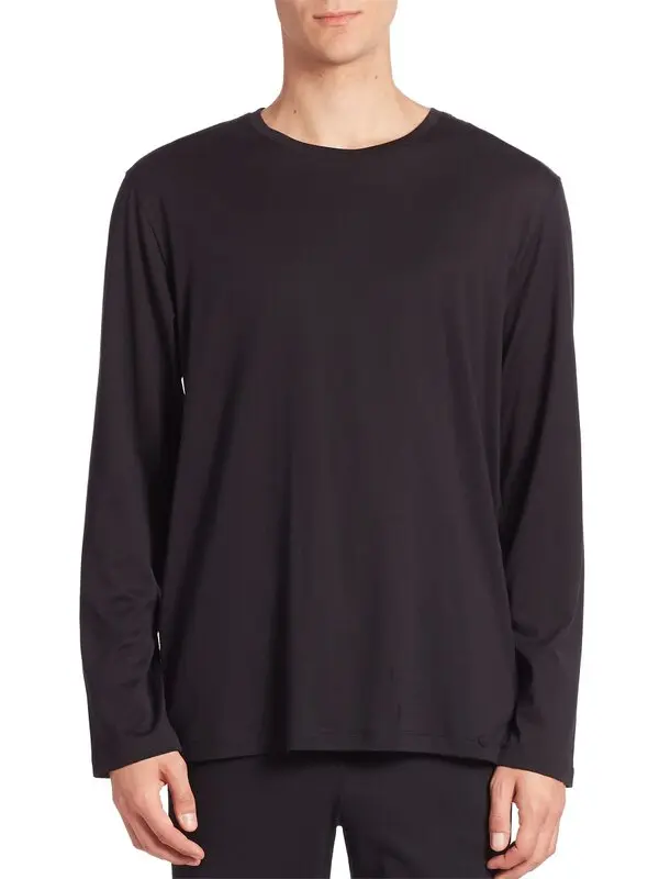 Hanro Night And Day Solid Long Sleeve Tee - Black