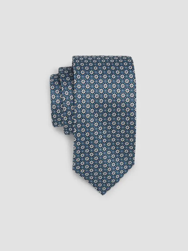 Isaia Floral Silk Tie - Turquoise