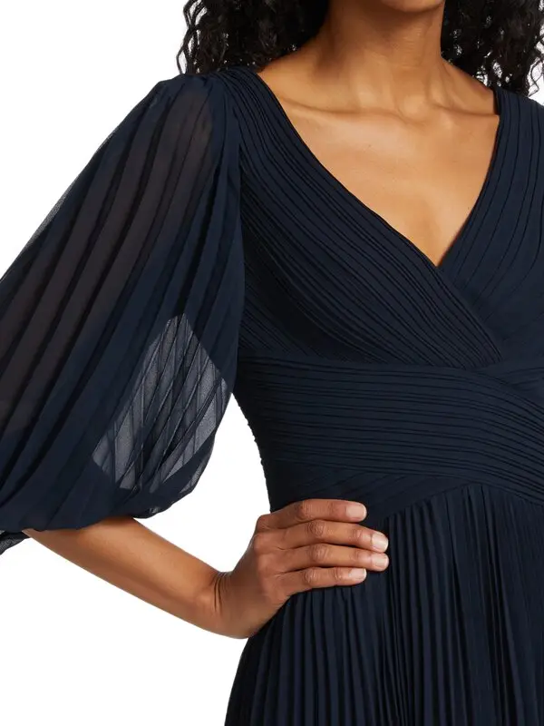 Rickie Freeman For Teri Jon Chiffon Pleated Gown