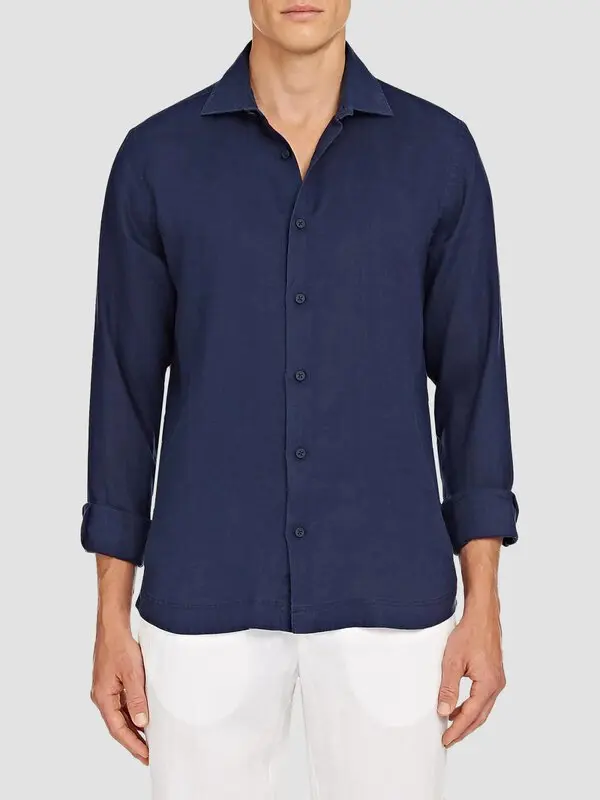 Orlebar Brown Giles Smart Linen Shirt - Navy