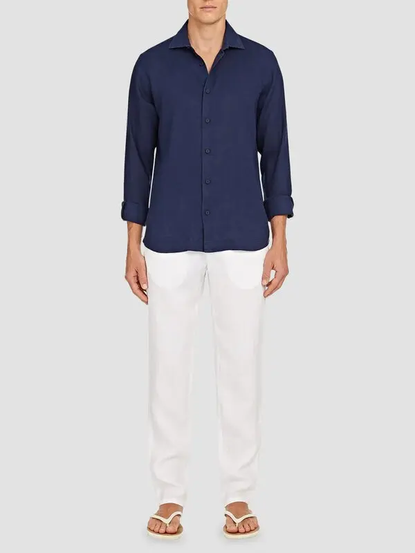 Orlebar Brown Giles Smart Linen Shirt - Navy