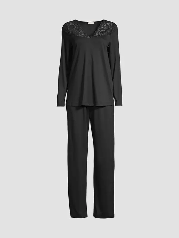 Hanro Mots Two-piece Lace & Cotton Pajama Set