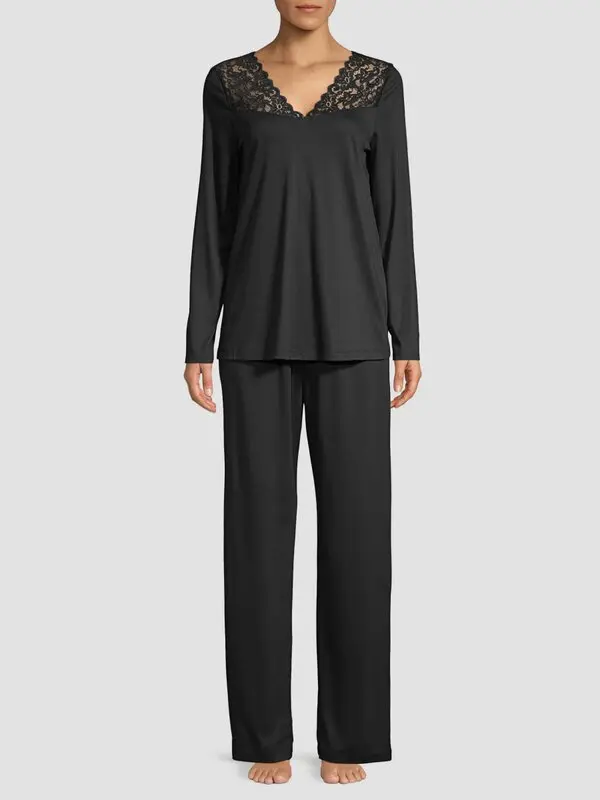 Hanro Mots Two-piece Lace & Cotton Pajama Set