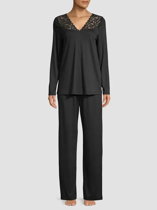 Hanro Mots Two-piece Lace & Cotton Pajama Set