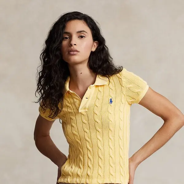 Ralph Lauren Cable-knit Polo Shirt - Fall Yellow