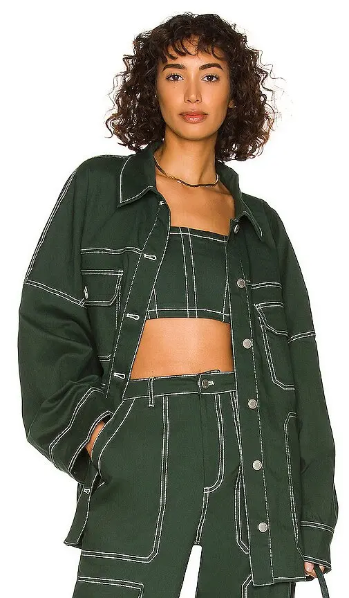 BY.DYLN Cooper Jacket With Contrast Trim - Green
