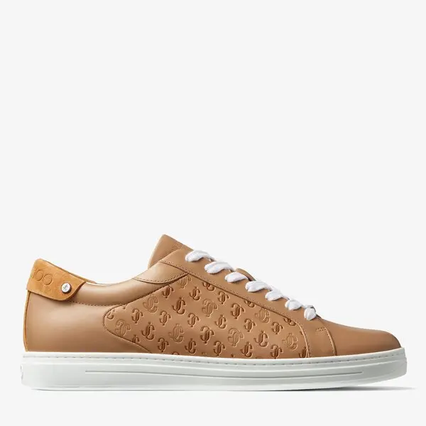 Jimmy Choo Rome/M Caramel Jc Monogram Pattern And Leather Low-Top