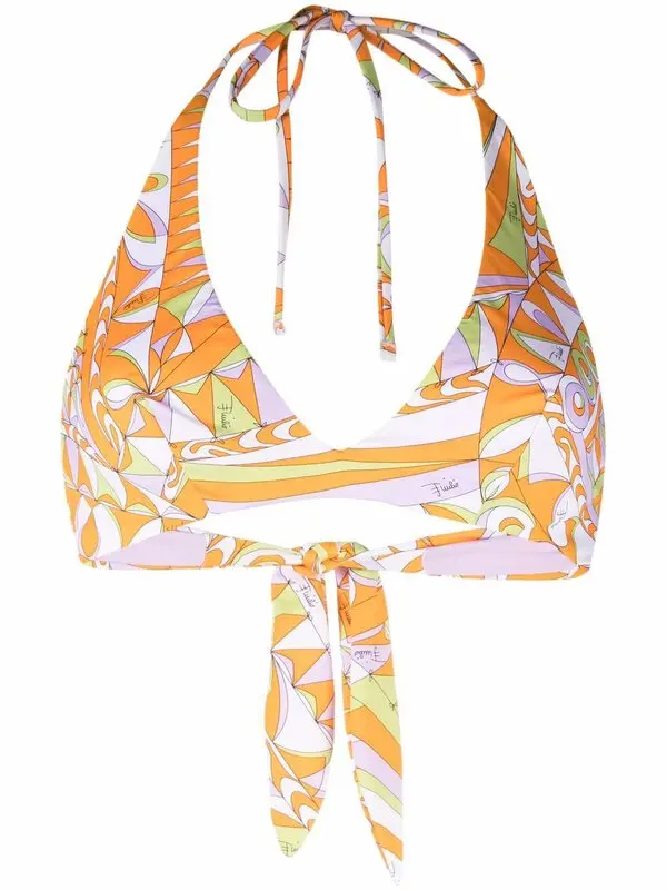 Emilio Pucci Bandierine-print Bikini Top - Orange