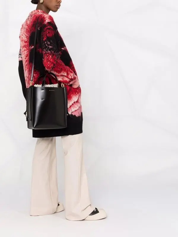 Marni Museo Drawstring Leather Tote - Black