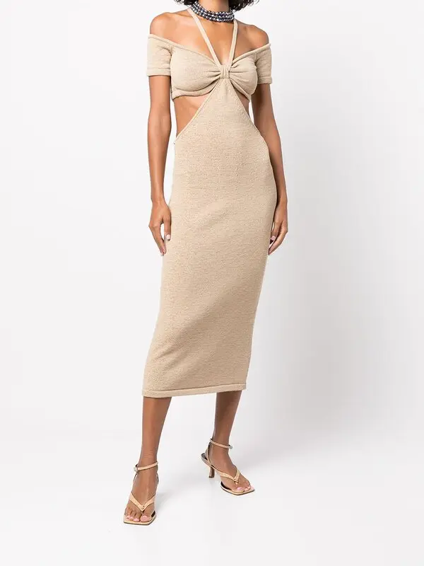 Cult Gaia Alicia Knit Cold-shoulder Dress