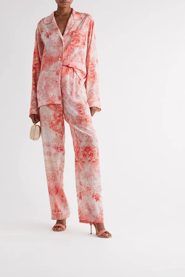 Alexander McQueen Printed Silk Wide-leg Pants - Pink