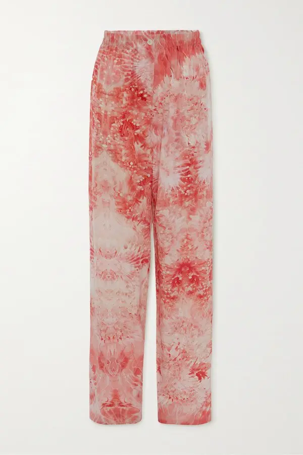Alexander McQueen Printed Silk Wide-leg Pants