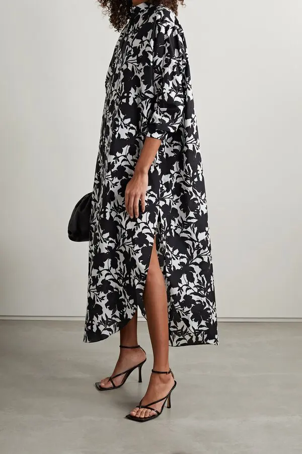 Adam Lippes Floral-print Cotton And Silk-blend Voile Kaftan
