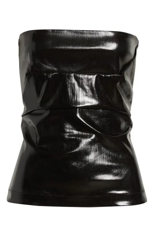 Rick Owens Lacquered Stretch Denim Strapless Bustier Top