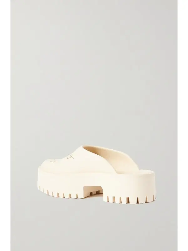 Gucci Elea Perforated Rubber Platform Mules