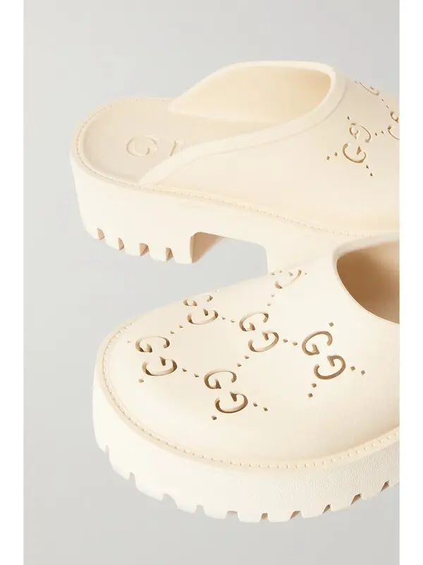 Gucci Elea Perforated Rubber Platform Mules