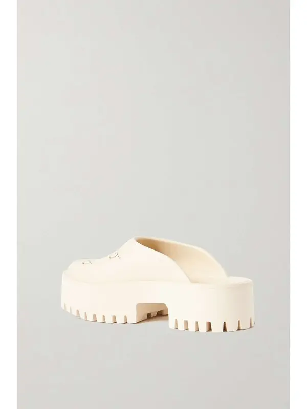 Gucci Elea Perforated Rubber Platform Mules