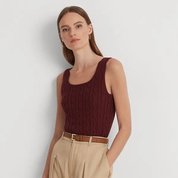 Ralph Lauren Cable-knit Sleeveless Sweater - Vintage Burgundy