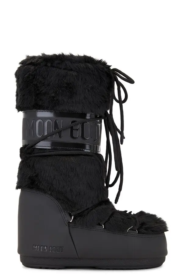 Moon Boot Icon Faux Fur Boots - Black