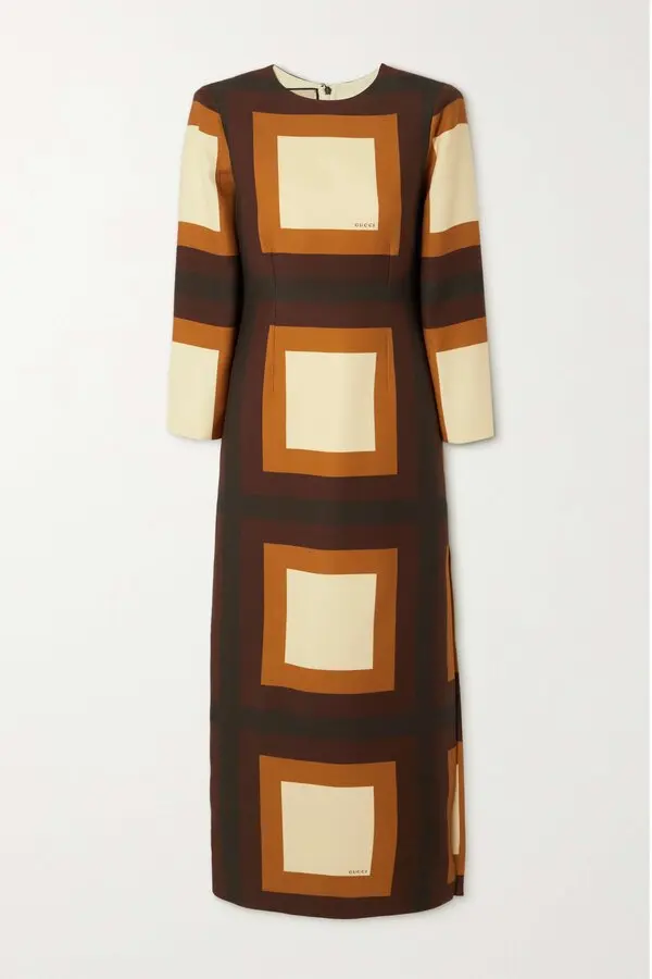 Gucci Printed Wool-blend Twill Maxi Dress