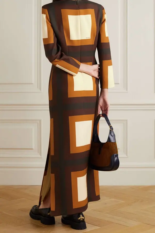 Gucci Printed Wool-blend Twill Maxi Dress