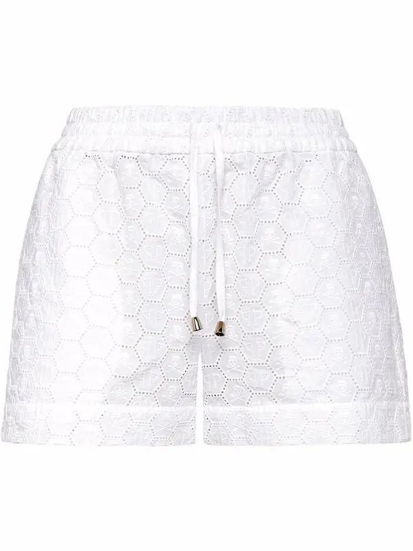 Philipp Plein Logo-embroidered Lace Shorts