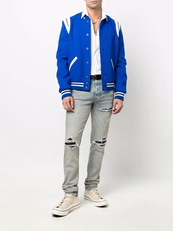 Amiri Mx1 Distressed Skinny Jeans - Blue