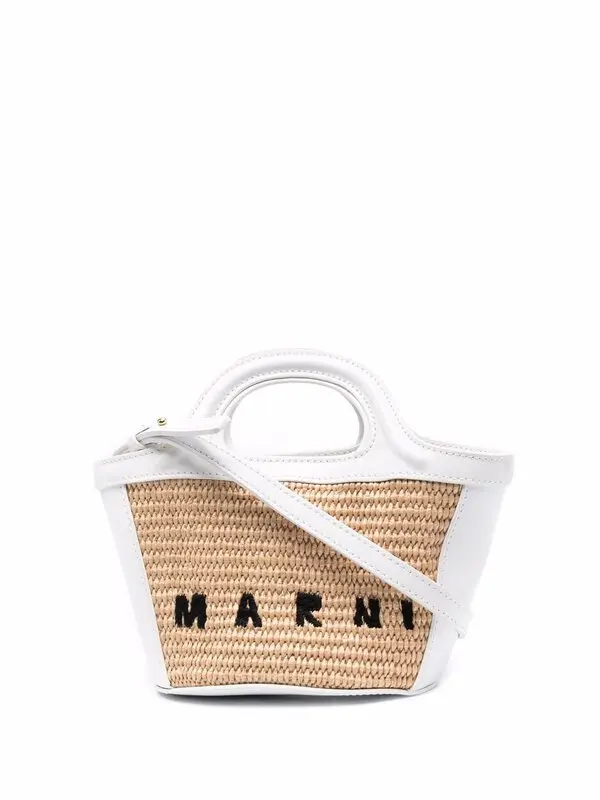Marni Tropicalia Logo-embroidered Tote - White