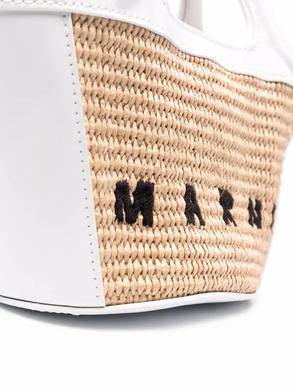 Marni Tropicalia Logo-embroidered Tote - White