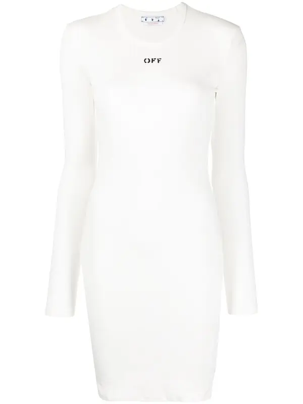 Off-White Logo-print Long-sleeved Mini Dress