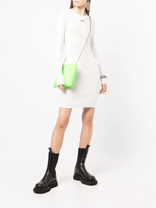 Off-White Logo-print Long-sleeved Mini Dress