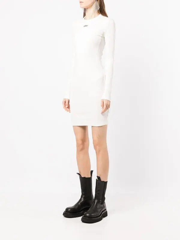 Off-White Logo-print Long-sleeved Mini Dress