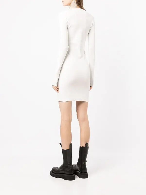 Off-White Logo-print Long-sleeved Mini Dress