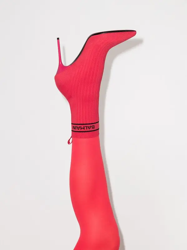 Balmain Skye Knitted Ankle Boots - Red