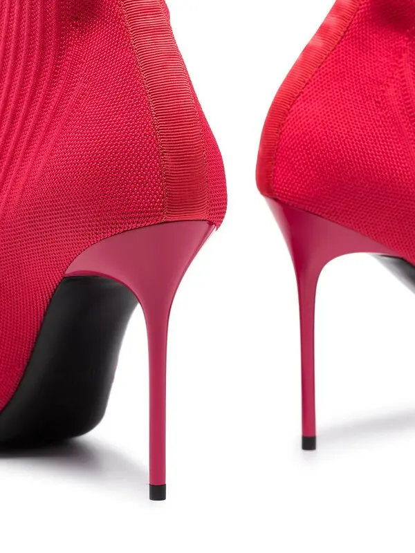 Balmain Skye Knitted Ankle Boots - Red