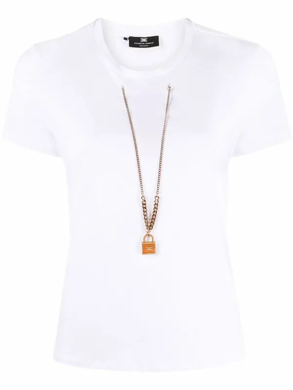 Elisabetta Franchi Chain-detail T-shirt - White
