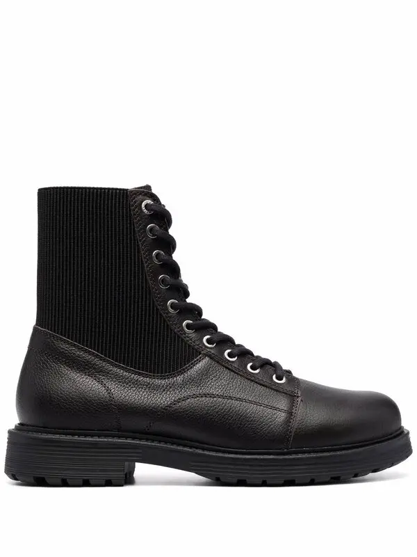 DIESEL® Lace-up Leather Combat Boots - Brown