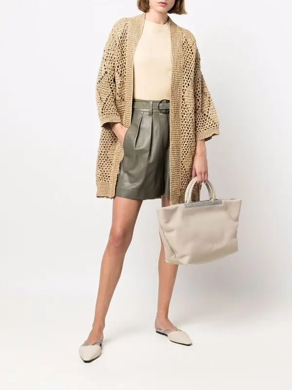 Brunello Cucinelli Wide-leg Leather Shorts